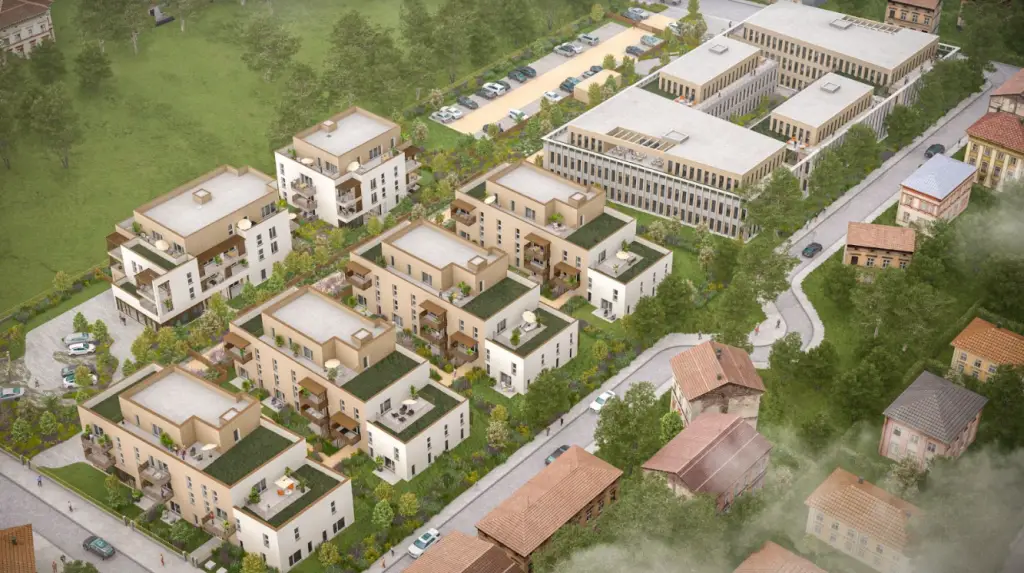 Pose de la première pierre de l'opération "8e chemin" à Bron | Léon Grosse